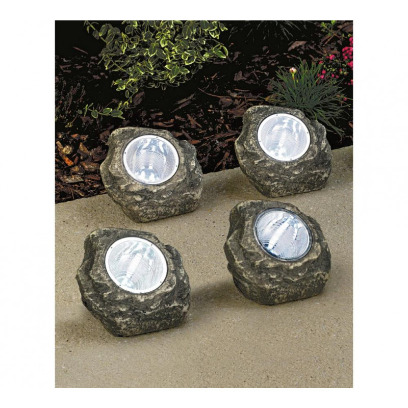 Home Set Of 4 LED Solar Rock Lights - Other Garden & Power Tools ...