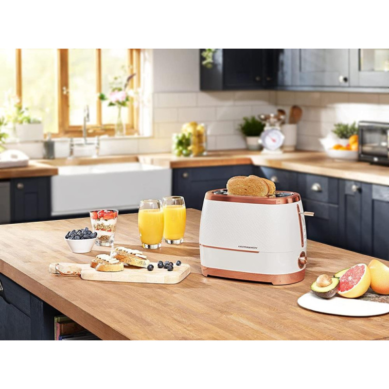 Beko Cosmopolis Retro 2 Slice Toaster - White & Rose Gold - Toasters ...