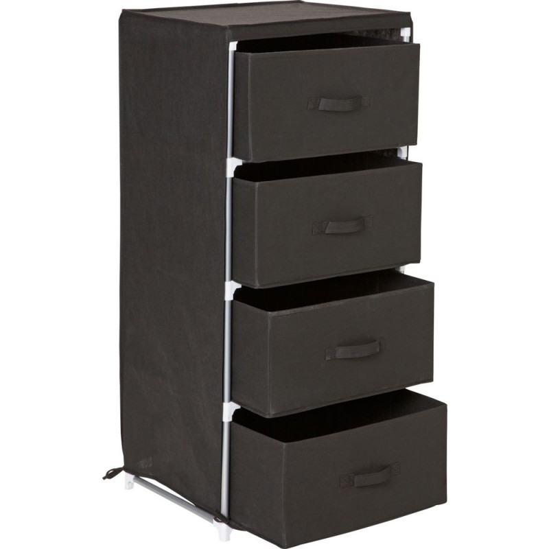 Metal and Polycotton 4 Drawer Storage Unit - Black - Storage Units ...