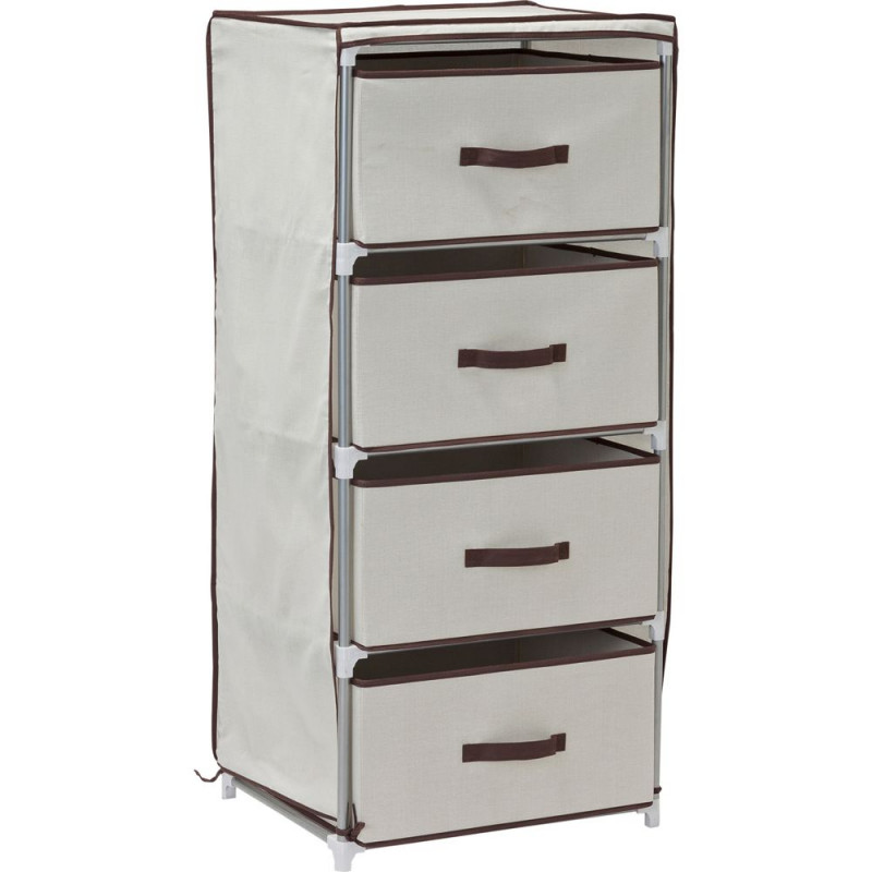 Metal and Polycotton 4 Drawer Storage Unit - Cream - Storage Units ...