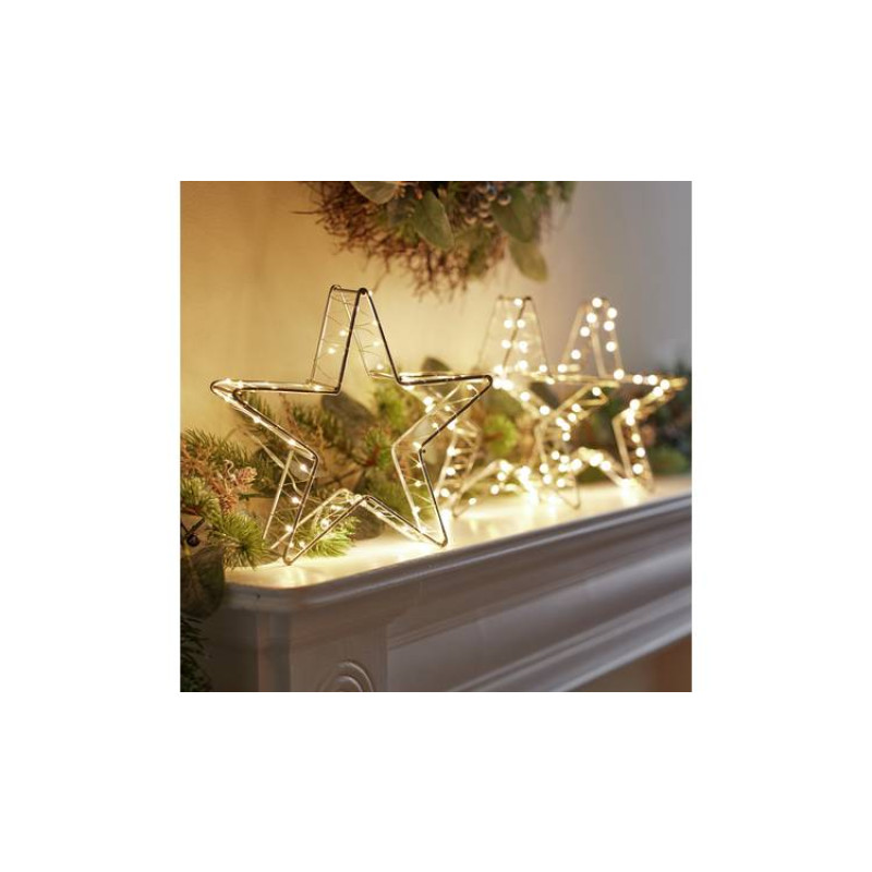 Home Trio Of Wire Star Lights Christmas Decorations - Christmas Novelty ...