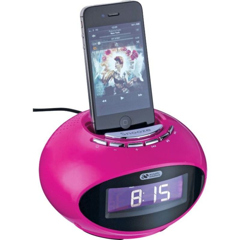 Acoustic Solutions Smartie Clock with Docking Station -Pink - MP3 ...