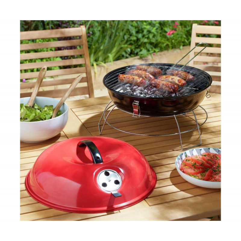 Home Charcoal Portable Round BBQ - Red - Barbecues - Travel & Outdoor ...