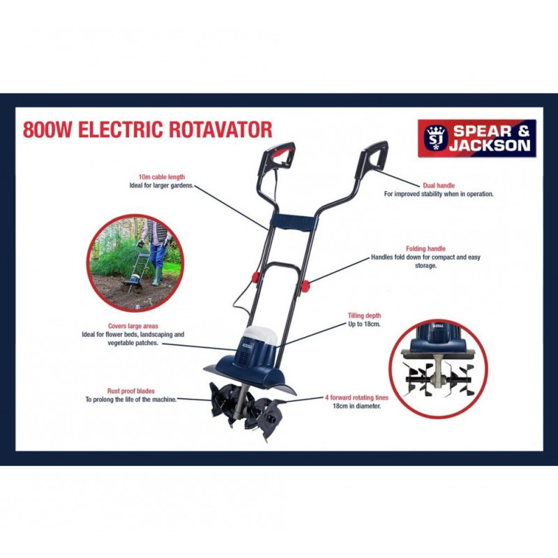 Spear & Jackson Rotavator - 800W - Rakers & Scarifiers - Garden & Power ...