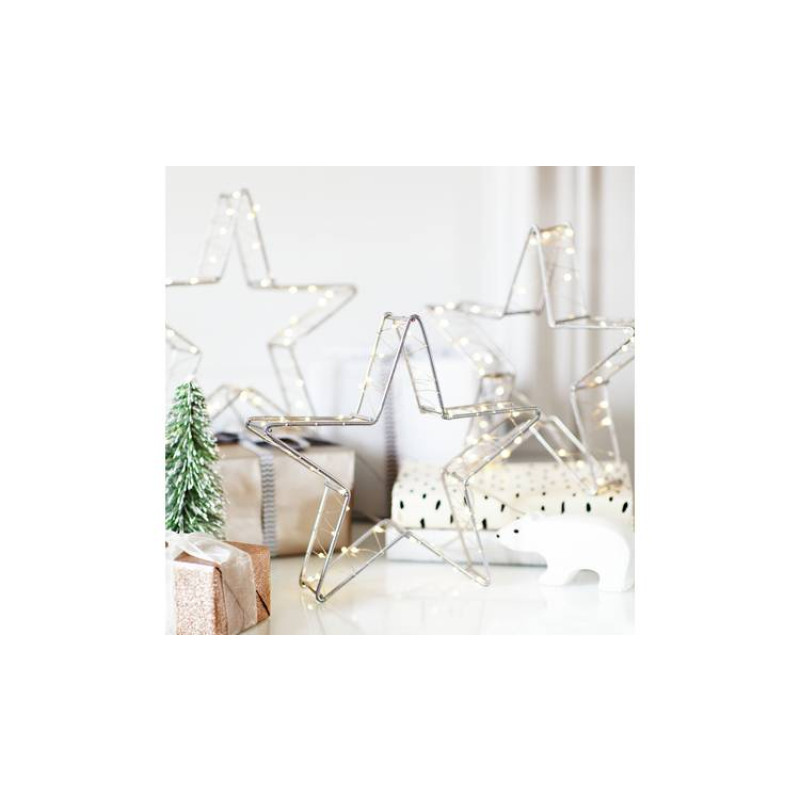 Home Trio Of Wire Star Lights Christmas Decorations - Christmas Novelty ...