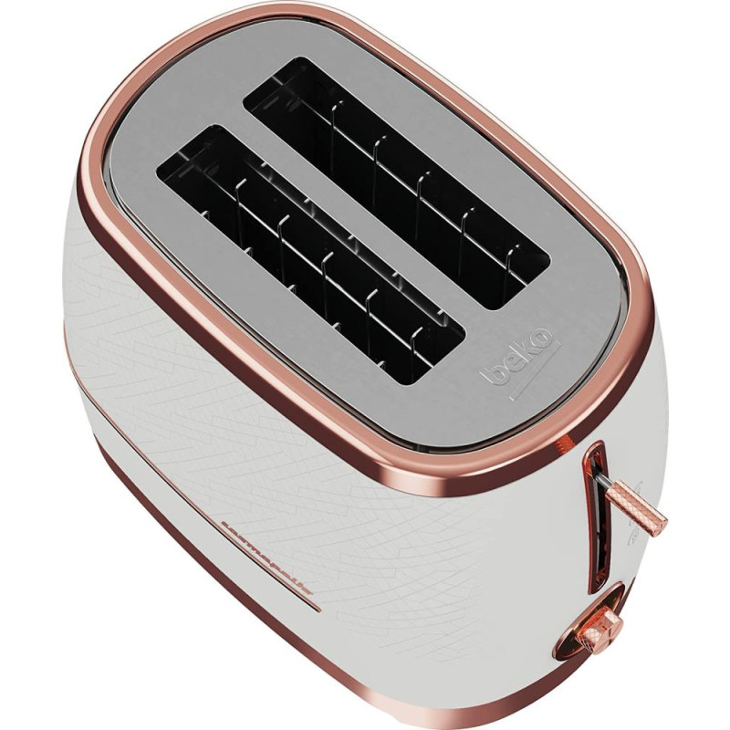 Beko Cosmopolis Retro 2 Slice Toaster - White & Rose Gold - Toasters ...