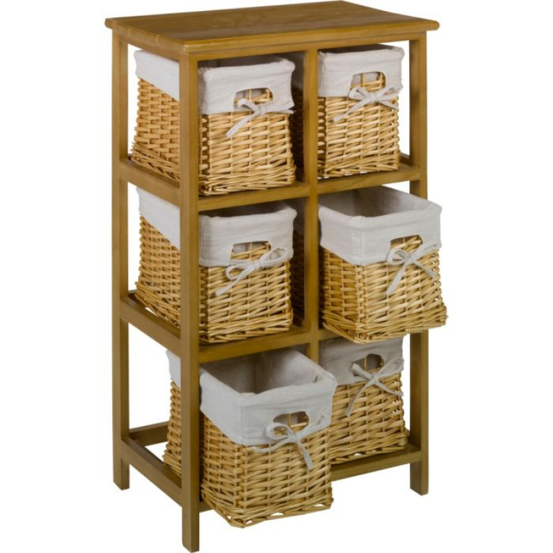 6 Basket Tall Wooden Storage Unit - Brown - Storage Units - Furniture ...