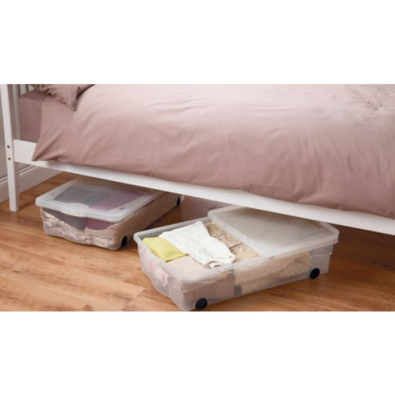 50 Litre Wheeled Plastic Underbed Storage Boxes - Set of 2 - Storage ...