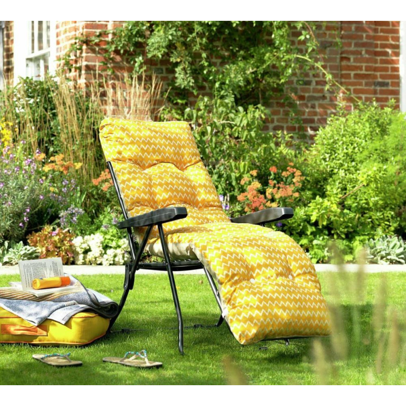 Home Folding Metal Sun Lounger - Yellow - Garden Furniture - Furniture ...
