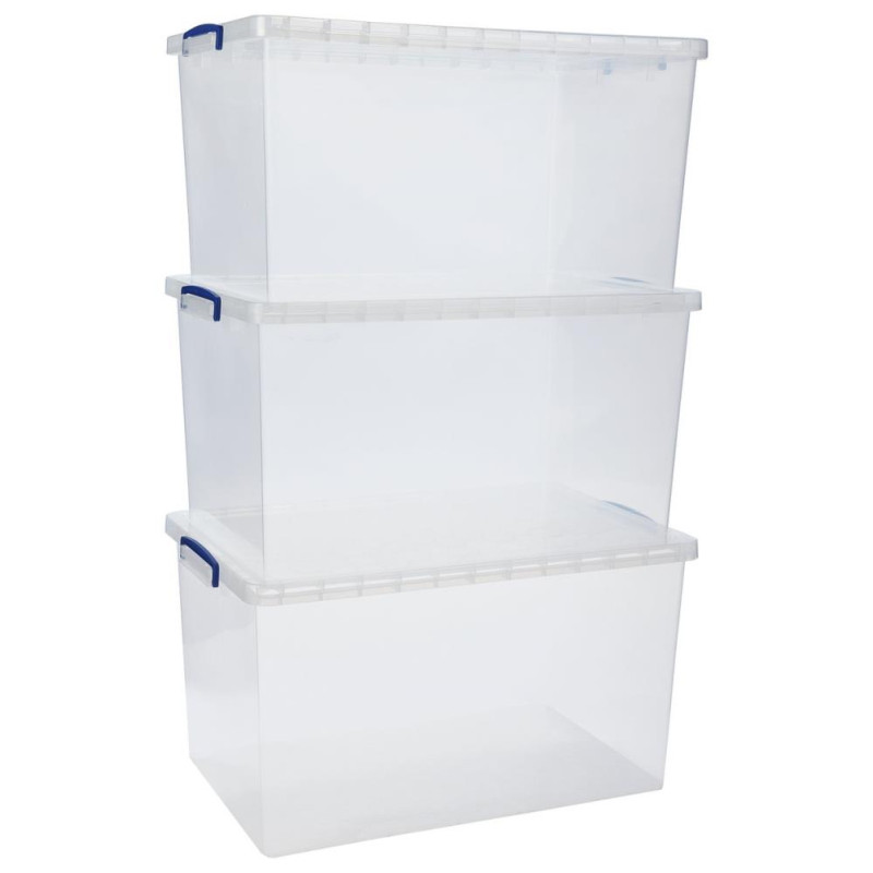 Really Useful Set Of 3 83 Litre Nesting Boxes - Clear - Storage Units ...