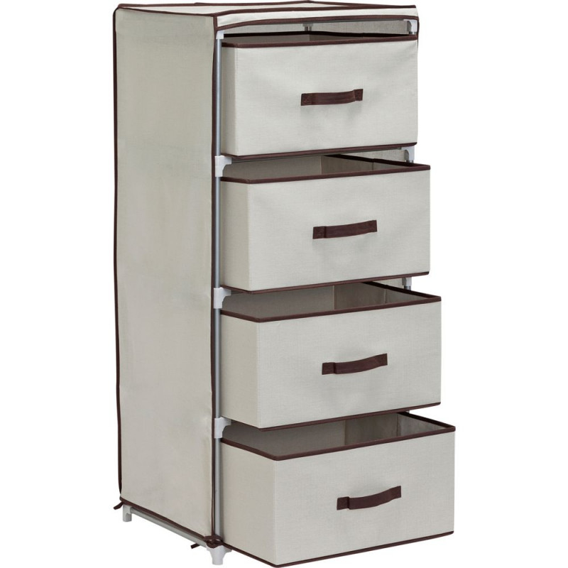 Metal and Polycotton 4 Drawer Storage Unit - Cream - Storage Units ...