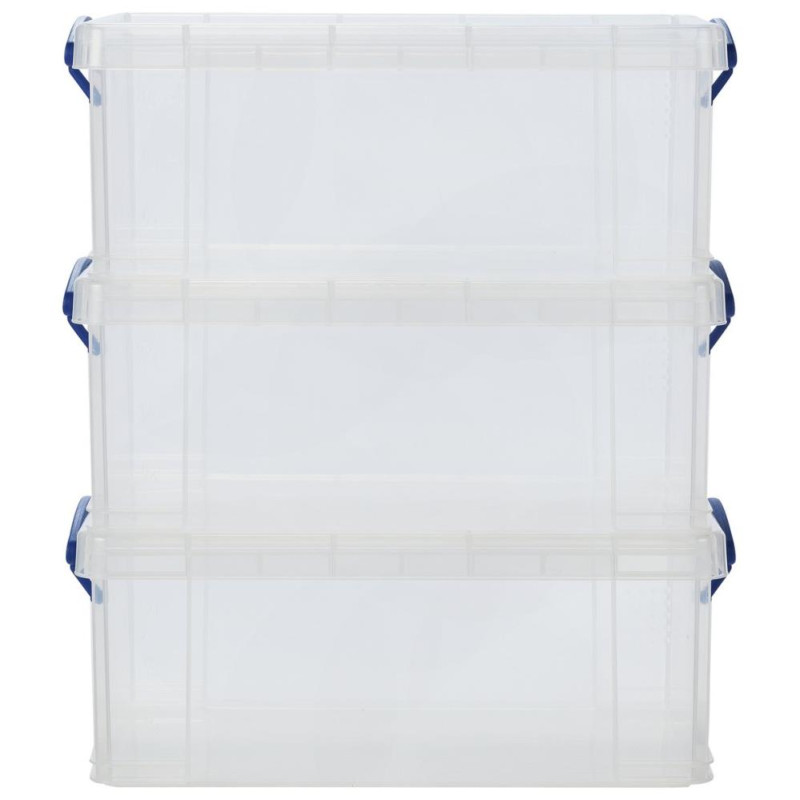 Really Useful Set Of 3 9 Litre A4 Plastic Storage Boxes - Clear ...