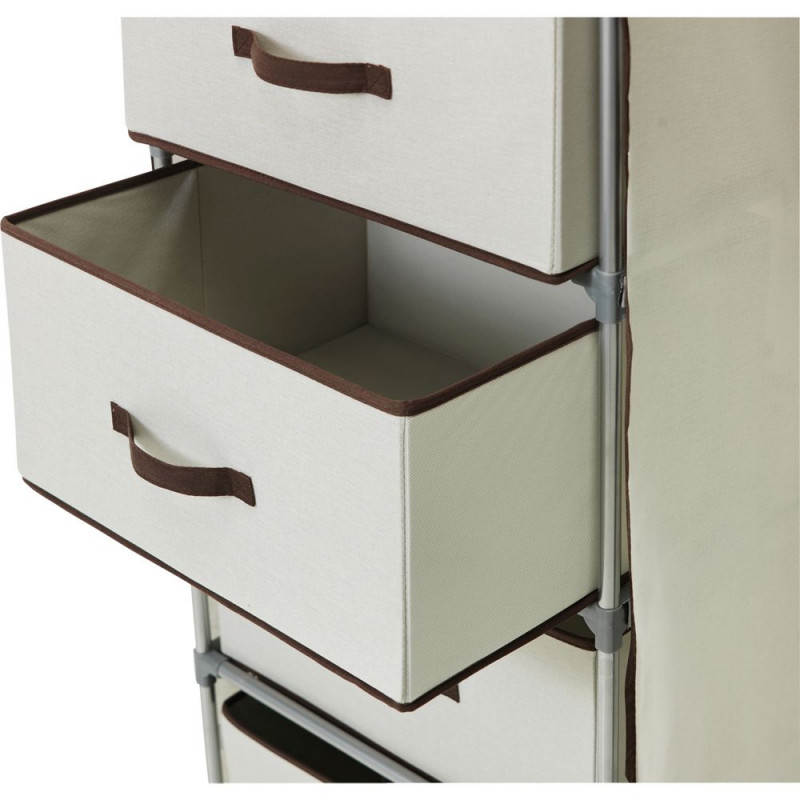 Metal and Polycotton 4 Drawer Storage Unit - Cream - Storage Units ...