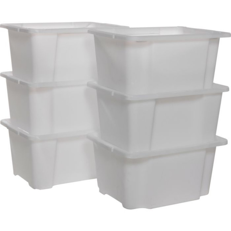 Keter 30L Plastic Pack of 6 Stack & Nest Boxes-Translucent - Storage ...