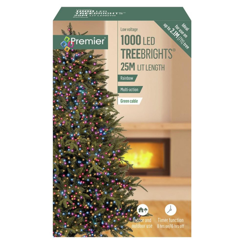 Premier Decorations 1000 LED Christmas Lights With Timer ...