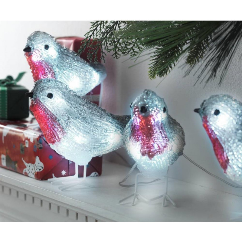 Home Acrylic Light Up Robins - Christmas Novelty Decorations ...