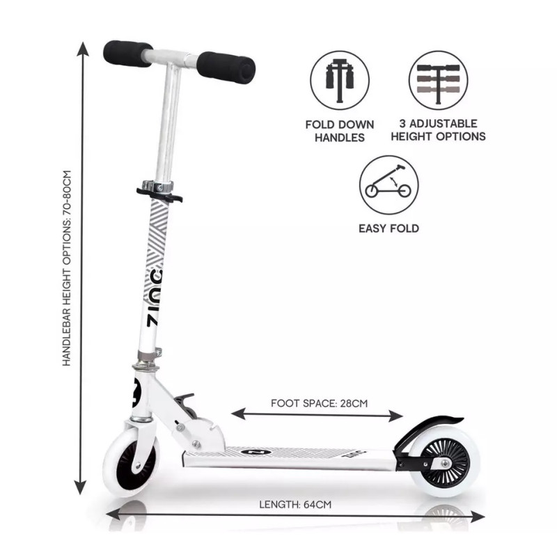 Zinc Folding Inline Scooter - Black & White - Outdoor Toys - Toys and ...