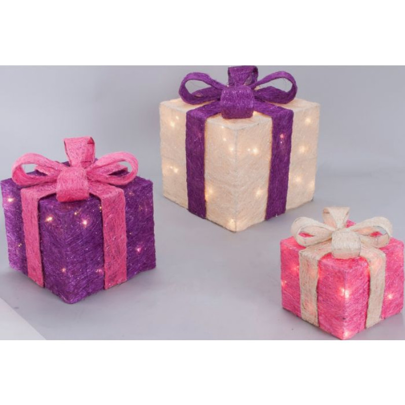 Set of 3 Christmas Decoration Gift Box - Christmas Novelty Decorations ...