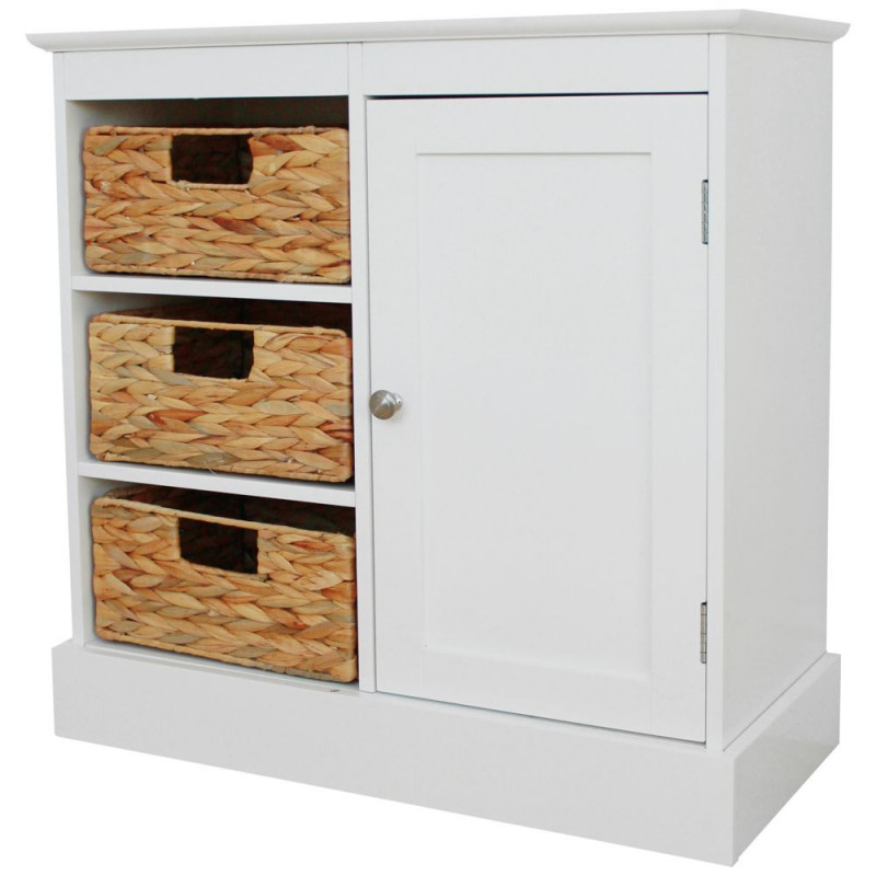Hadley Wide Floor Cabinet with 3 Drawers and 1 Door - White - Storage ...