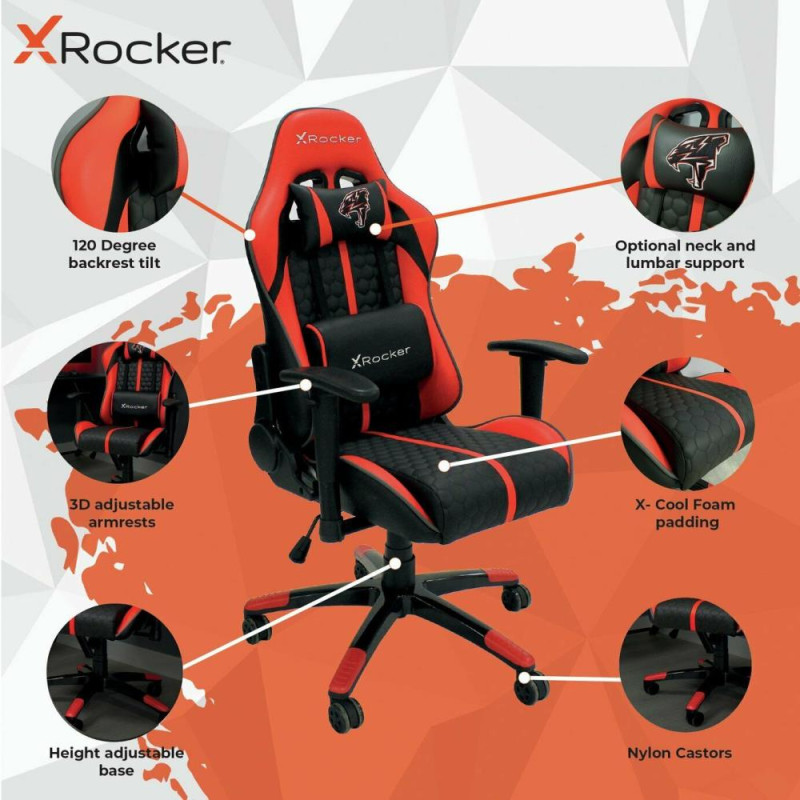 X-Rocker Arteon Faux Leather Junior Gaming Chair - Red - Toys, Cars ...