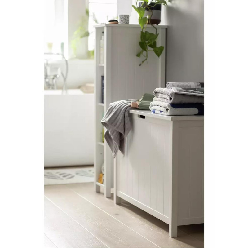 Home T&G 120 Litre Wooden Laundry Bench - White - Storage Units ...